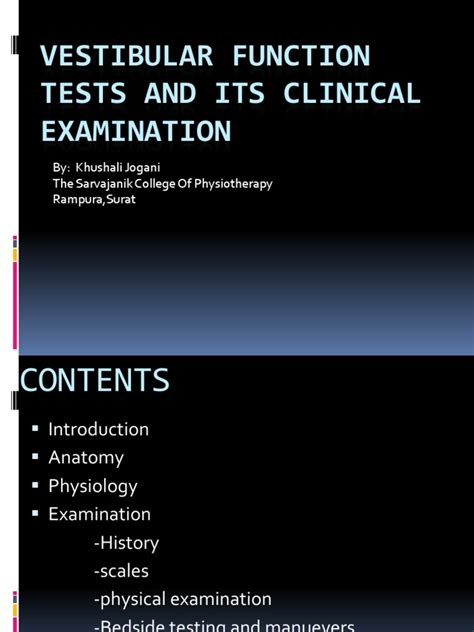 Vestibular Function Tests And Its Clinical Examination Pdf Vestibular System Vertigo