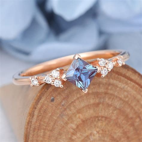 Alexandrite Engagement Ring Princess Cut