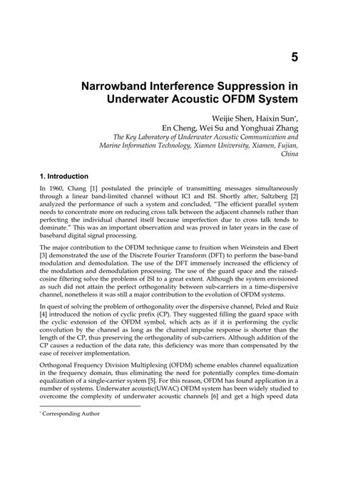Pdf Narrowband Interference Suppression In Underwater Acoustic Ofdm