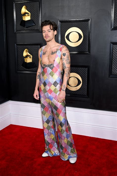 Harry Styles Sparkles In Harlequin Jumpsuit At Grammy Awards 2023