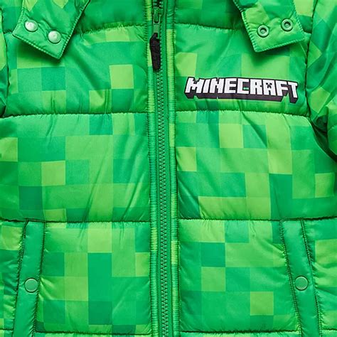 Little Boys Minecraft Hooded Heavyweight Puffer Jacket Color Green