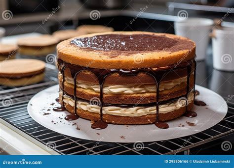 The Process Of Assembling The Cake Concept For Sweet Treats Desserts