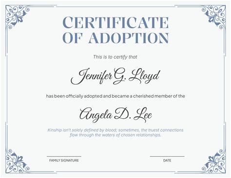 Kindred Spirit Adoption Certificate Template Landscape Wordlayouts