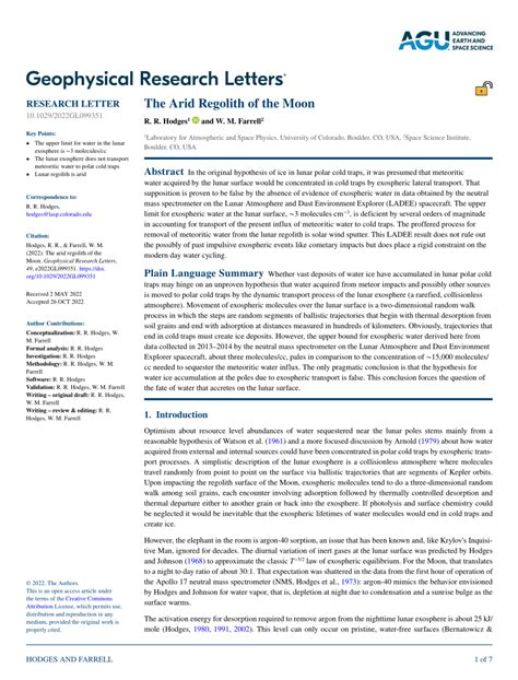 Pdf The Arid Regolith Of The Moon