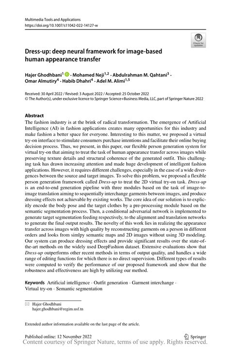 Dress Up Deep Neural Framework For Image Based Human Appearance Transfer Request Pdf