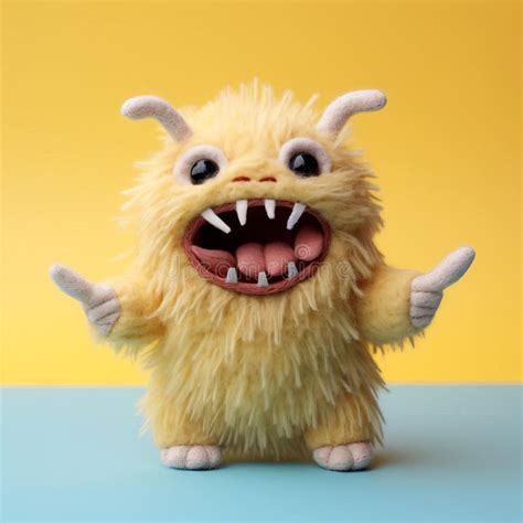 Realistic Felt Bunyip On Solid Color Background Super Cute Stock