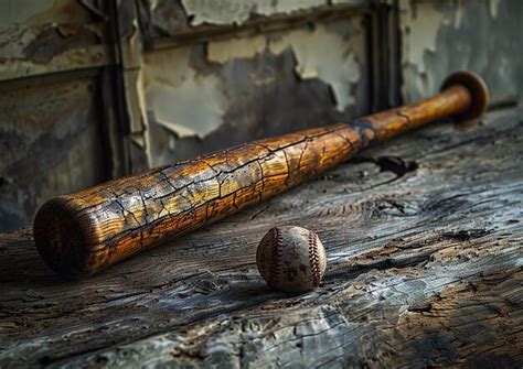 Weathered Baseball Bat With Cracked Wood Premium Ai Generated Image