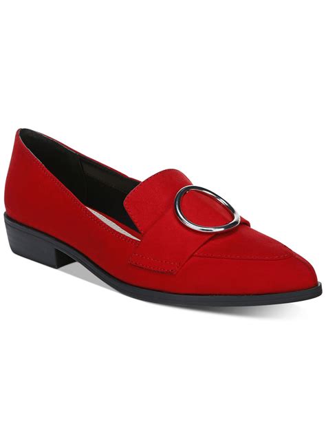 Bar Iii Womens Red Ring Involve Pointed Toe Block Heel Slip On Loafers