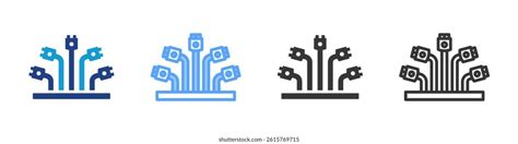 Structured Cabling Icon Set Multiple Style Stock Vector Royalty Free