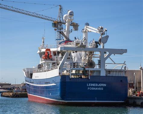 Large Trawler At The Port Of Skagen Denmark Editorial Stock Image Image Of Leinebjorn Blue