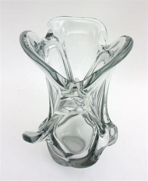 Large Murano Organic Shaped Vase In Clear Glass 1950s For Sale At 1stdibs