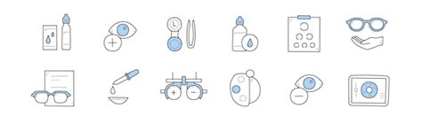 Set Of Optometry Eye Health Care Doodle Icons Free Vector