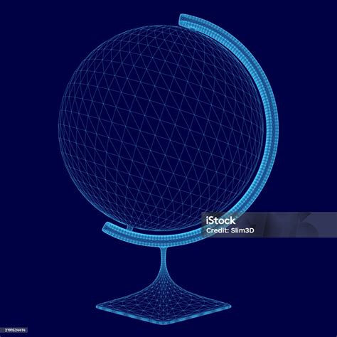 Blue Globe With A Wireframe The Globe Is A 3d Model Stock Illustration