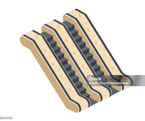 Moving Staircase Isometric Vector Illustration Stock Illustration