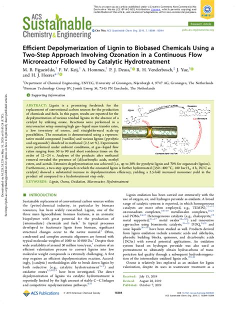 Pdf Efficient Depolymerization Of Lignin To Biobased Chemicals Using A Two Step Approach