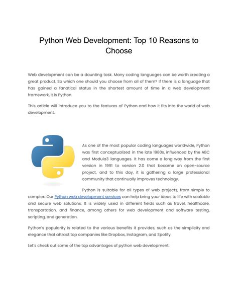 Ppt Python Web Development Top 10 Reasons To Choose Powerpoint Presentation Id13760689