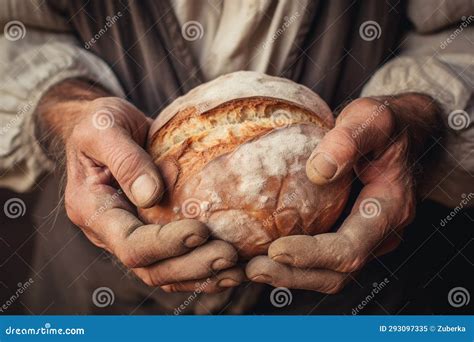 Bread In Hands Of Old Man Stock Illustration Illustration Of Crust