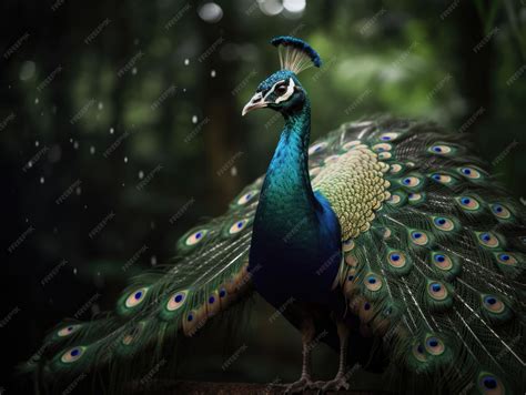 Premium Photo Exquisite Peacock A Cinematic Portrait In Tropical Rainforest