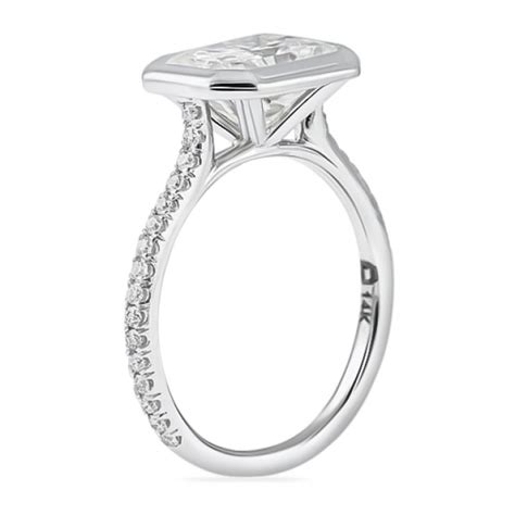 Radiant Moissanite Bezel Set Engagement Ring Lauren B Jewelry
