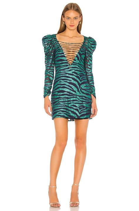 For Love And Lemons Vixen Lace Up Dress In Tiger Revolve