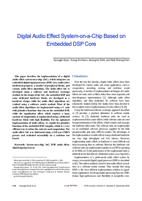 Pdf Digital Audio Effect System On A Chip Based On Embedded Dsp Core