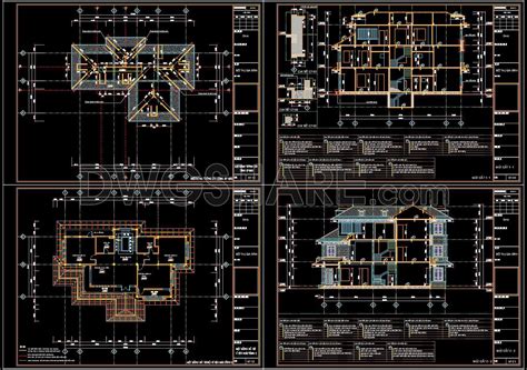 393 Download Cad Design Drawings For A 3 Story House With Dimensions