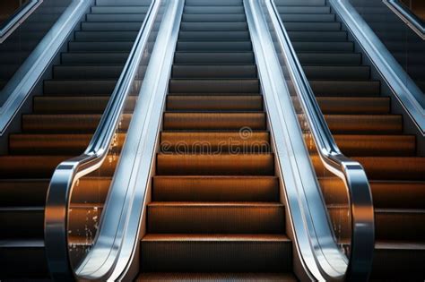 Dynamic Ascent Modern Escalator In Bustling Shopping Haven Sleek