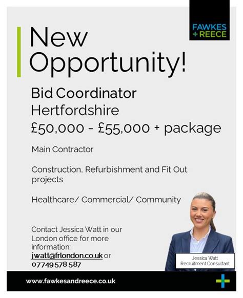 Jessica Nolan Watt On Linkedin An Excellent Opportunity For A Bid Coordinator To Work With A Main