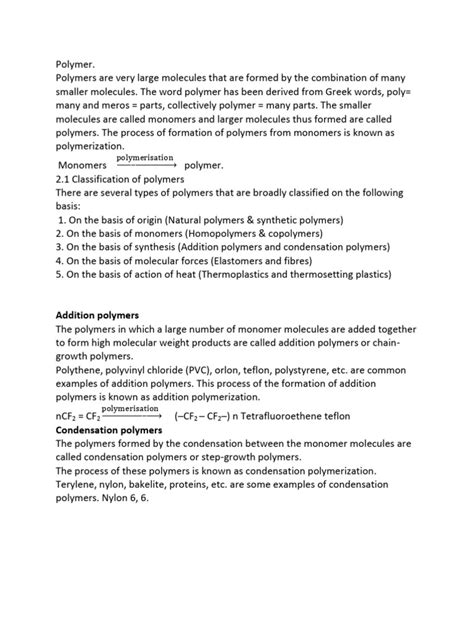 Polymer Pdf Polymers Polymerization