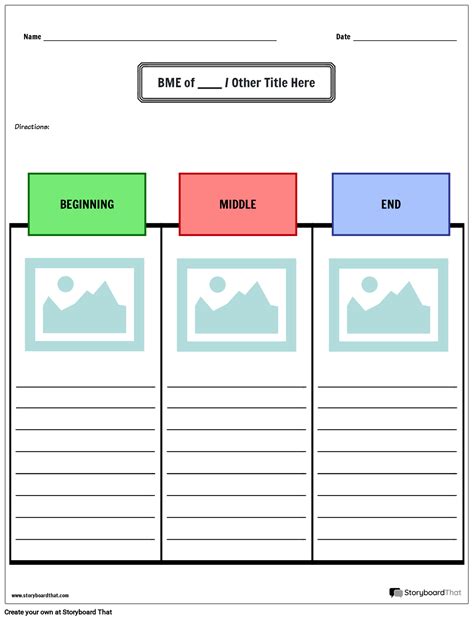 Colorful Beginning Middle And End Worksheet Activity