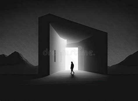 Silhouette Of A Person Standing In A Doorway Black And White