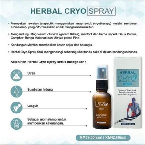 Herbal Spray Cryo By Jrm 20ml 💯 Original Shopee Malaysia