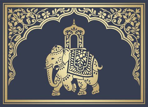 Indian Patterns With Elephants Vector Set 09 Free Download