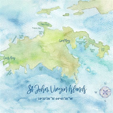 Virgin Islands Map Etsy
