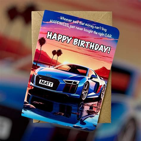 Personalised Registration Audi R8 Birthday Card Audi Birthday Card