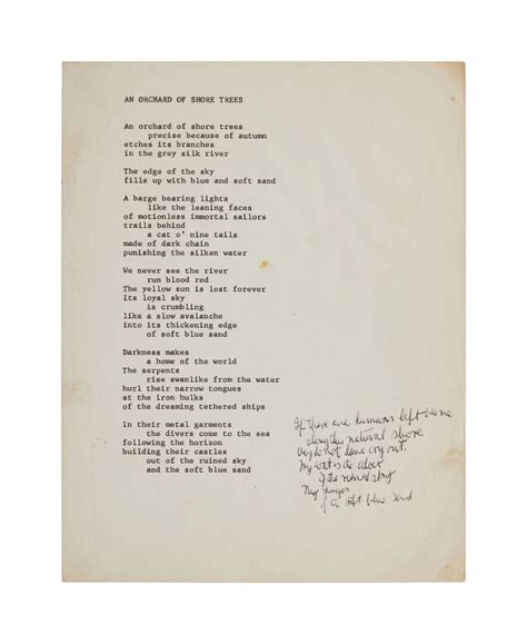 Leonard Cohen Annotated Typed Manuscript An Orchard Of Shore Trees Poem