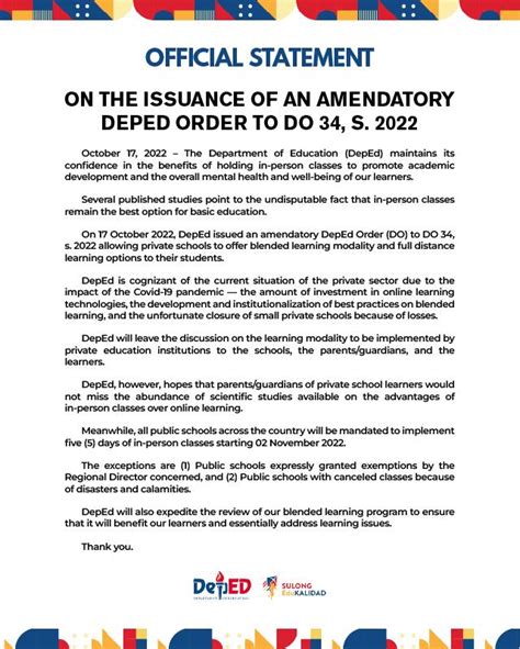 Deped Oks Private Schools To Continue Blended Learning Mandatory In Person Classes For Public