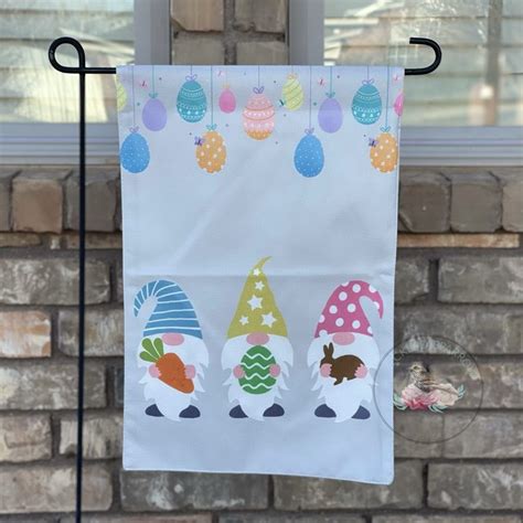 Easter Gnome Trio Garden Flag Speckled Sparrow