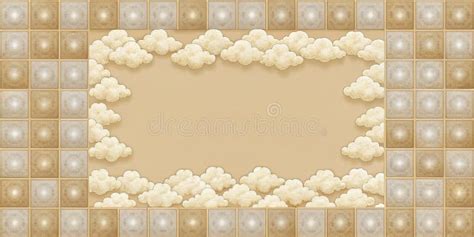 Ivory Beige And Cloud Cute Square Pattern Generative Ai Stock Illustration Illustration Of