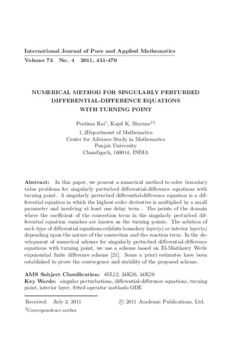Pdf Numerical Analysis Of Singularly Perturbed Delay Differential Turning Point Problem