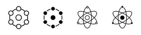 Atom Icon Set Molecular Particles Sign Nuclear Orbit Model Symbol