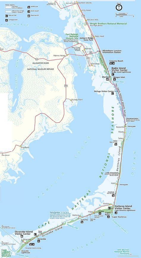 Map Of The Outer Banks Including Hatteras And Ocracoke Islands North