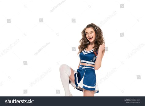 Sexy Positive Cheerleader Girl Blue Uniform Stock Photo 1454561861 Shutterstock