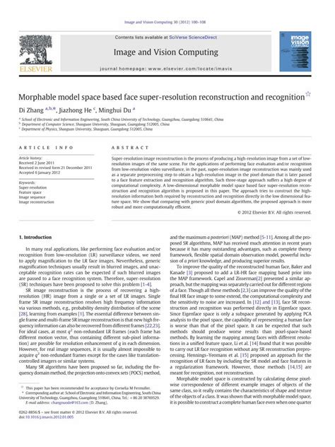 Pdf Morphable Model Space Based Face Super Resolution Reconstruction