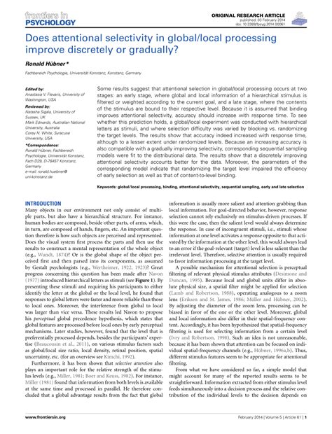 Pdf Does Attentional Selectivity In Globallocal Processing Improve