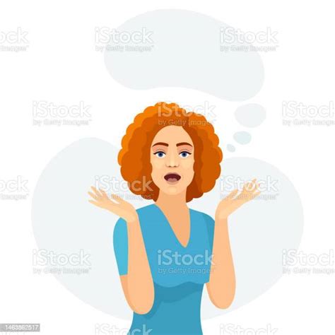 Surprised Amazing Redhead Woman Stock Illustration Download Image Now Confusion Hand One