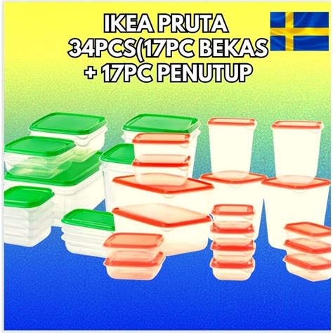 Ikea Pruta 34 Pcs Set Plastic Container Shopee Malaysia
