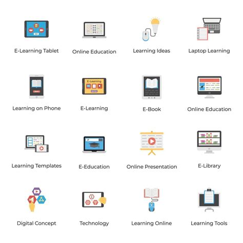 E Learning Icons Vector Pack 16434102 Vector Art At Vecteezy