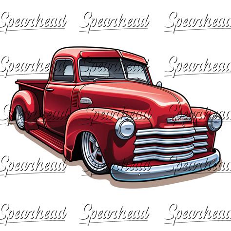 Classic Chevy 3100 Pickup Truck Clipart Bundle 4 Ai Designed Lowrider