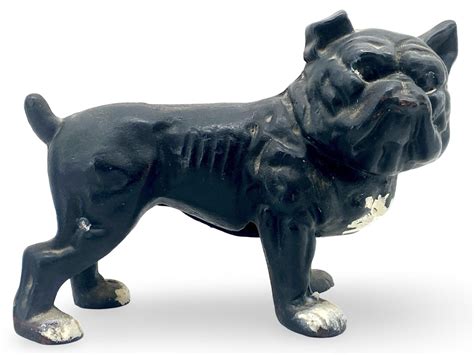 At Auction Vintage Cast Iron Black Bulldog Sculpture
